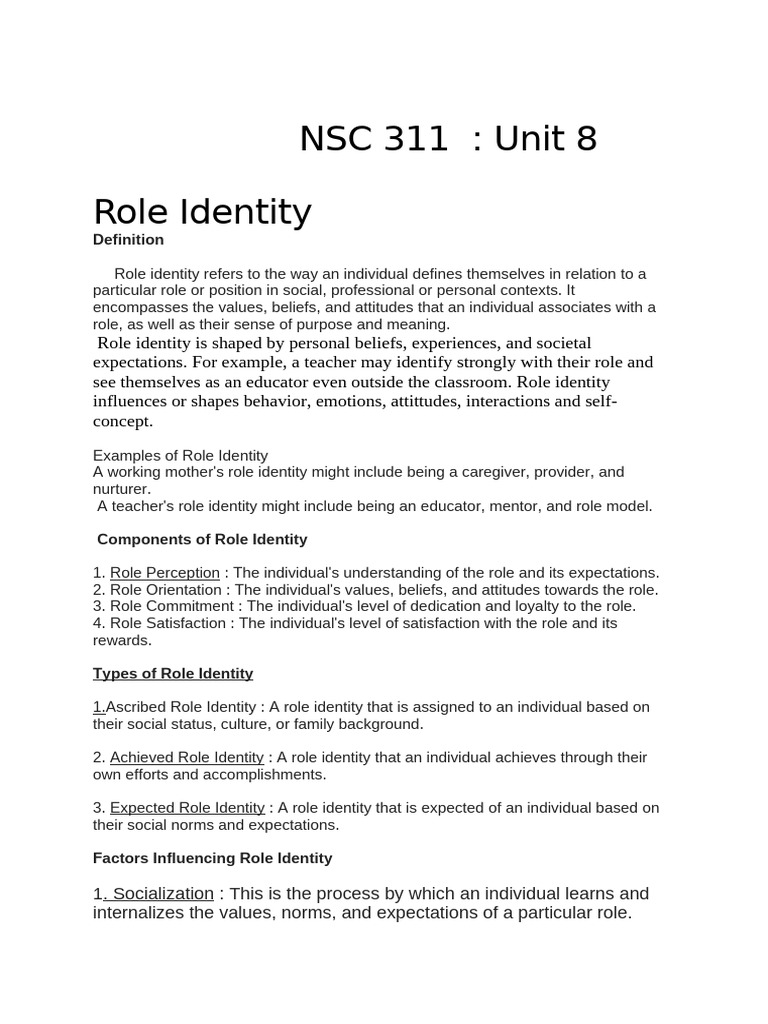 Understanding Role Identity and Function | PDF | Identity (Social ...
