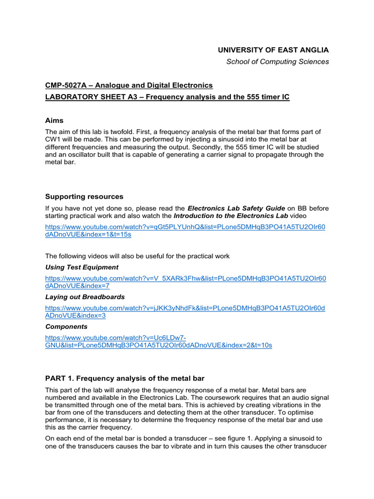 CMP-5027A Lab A3 - Frequency Analysis and 555 IC (1) | PDF | Electrical ...
