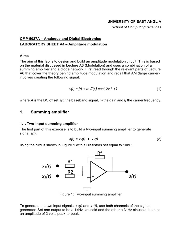 CMP-5027A Lab A4 - Amplitude Modulation (3) | PDF | Amplifier | Network ...