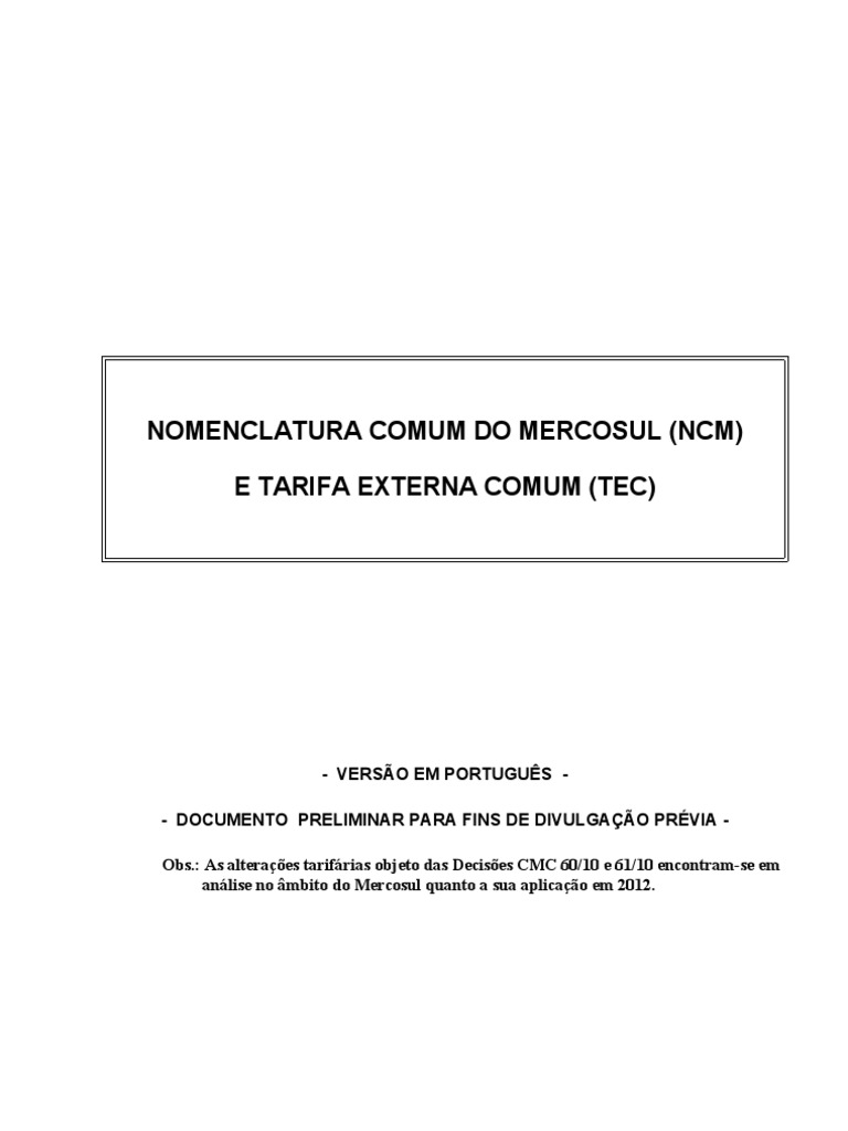 Tabela NCM 2012 | PDF | Natureza