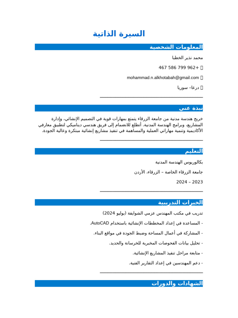 CV Mohammad Nazir Infographic | PDF