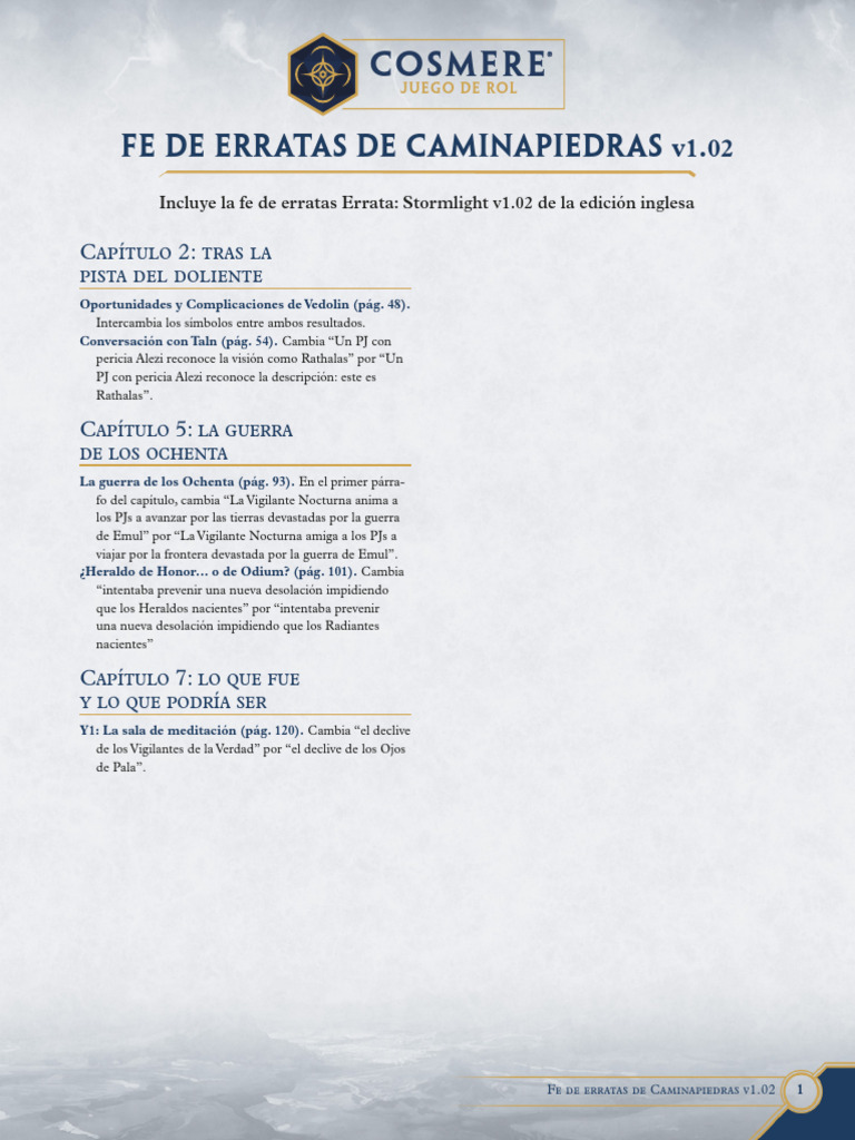 Fe de Erratas - Caminapiedras v102 | PDF