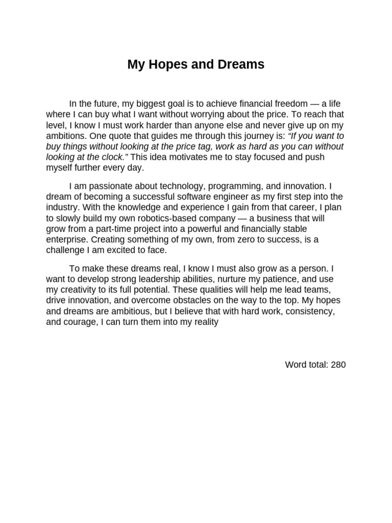 My Hopes and Dreams | PDF