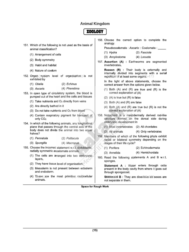 Animal Kingdom Questions | PDF