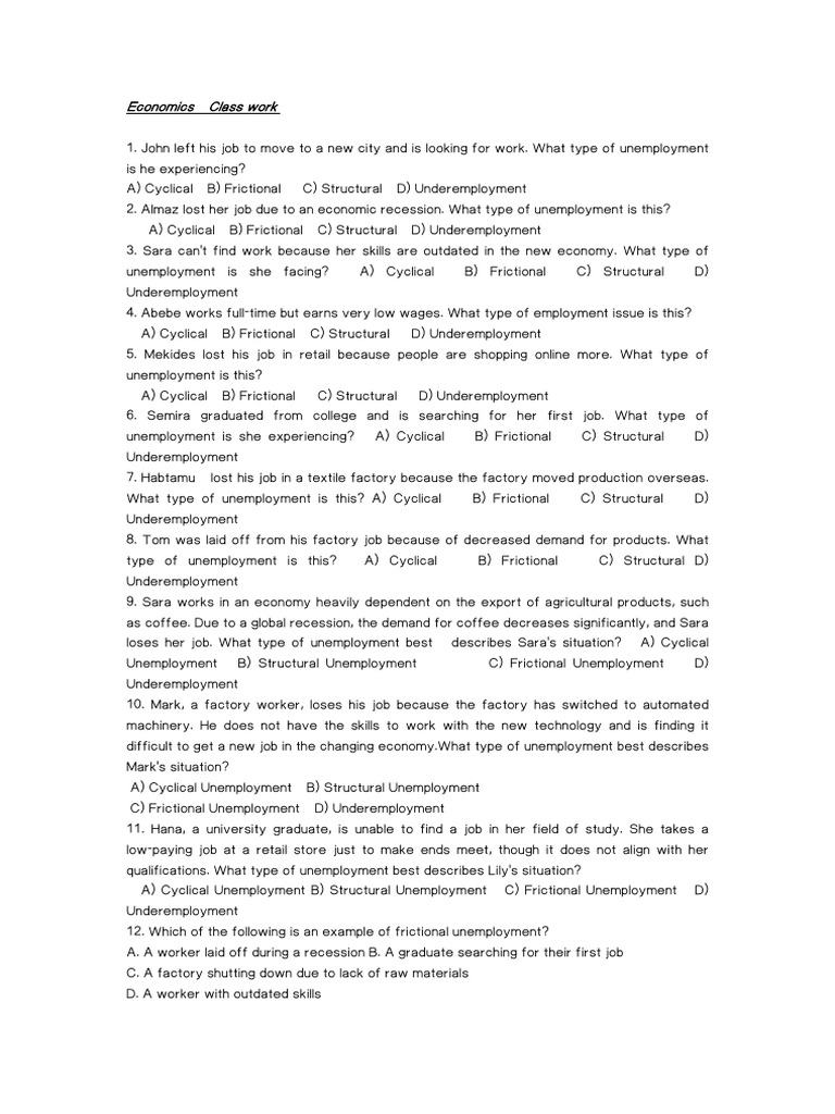 Types of Unemployment (1)-2-1-1 | PDF | Unemployment | Underemployment