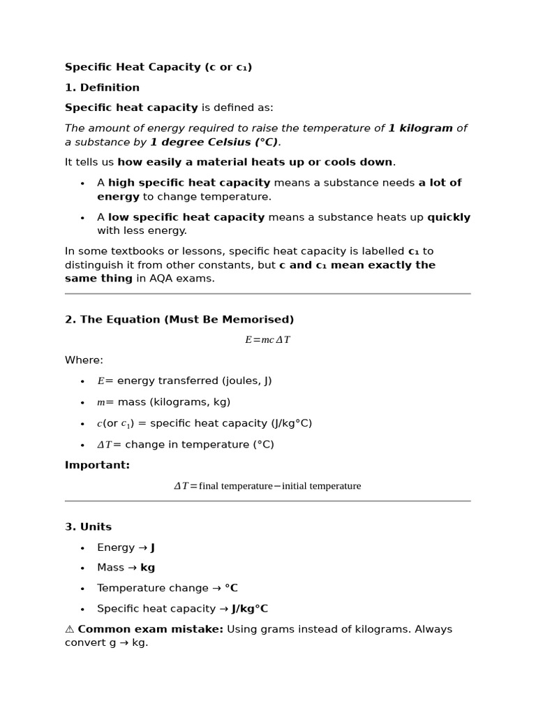 Specific Heat Capacity | PDF | Heat | Heat Capacity