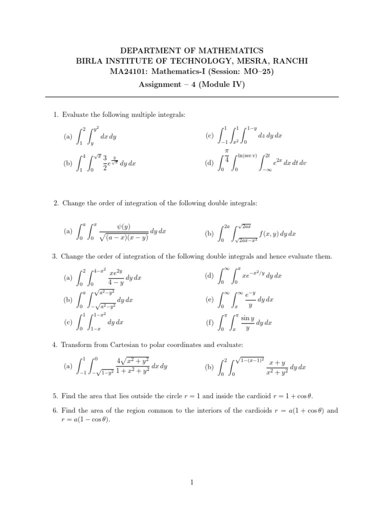 Advanced Multiple Integrals Assignment | PDF | Mathematical Physics ...