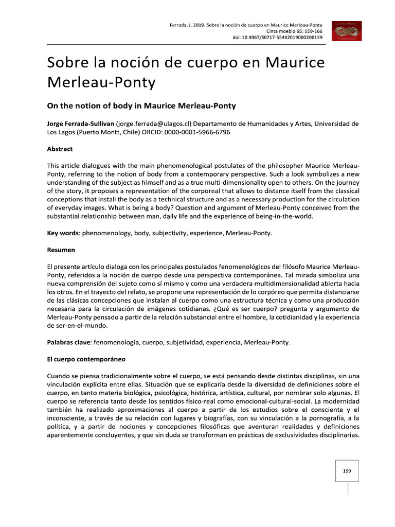 La Noción de Cuerpo de Maurice Merleau - Ponty | PDF