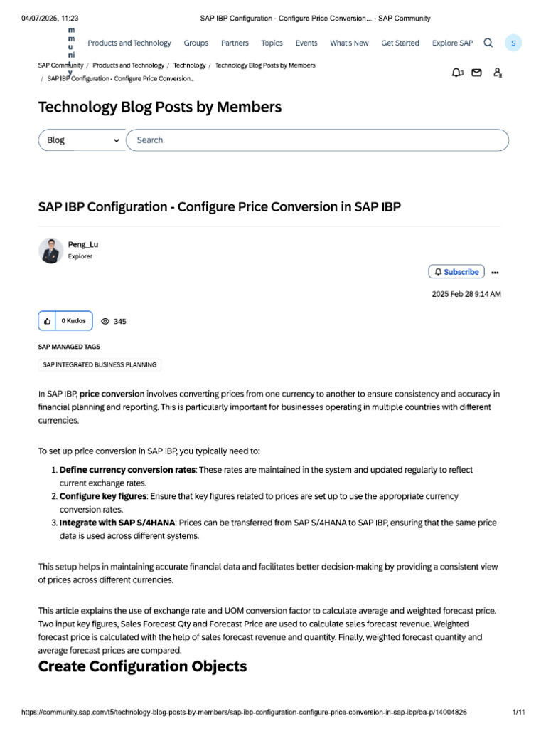 DP - IBP - Configure Price Conversion in IBP | PDF