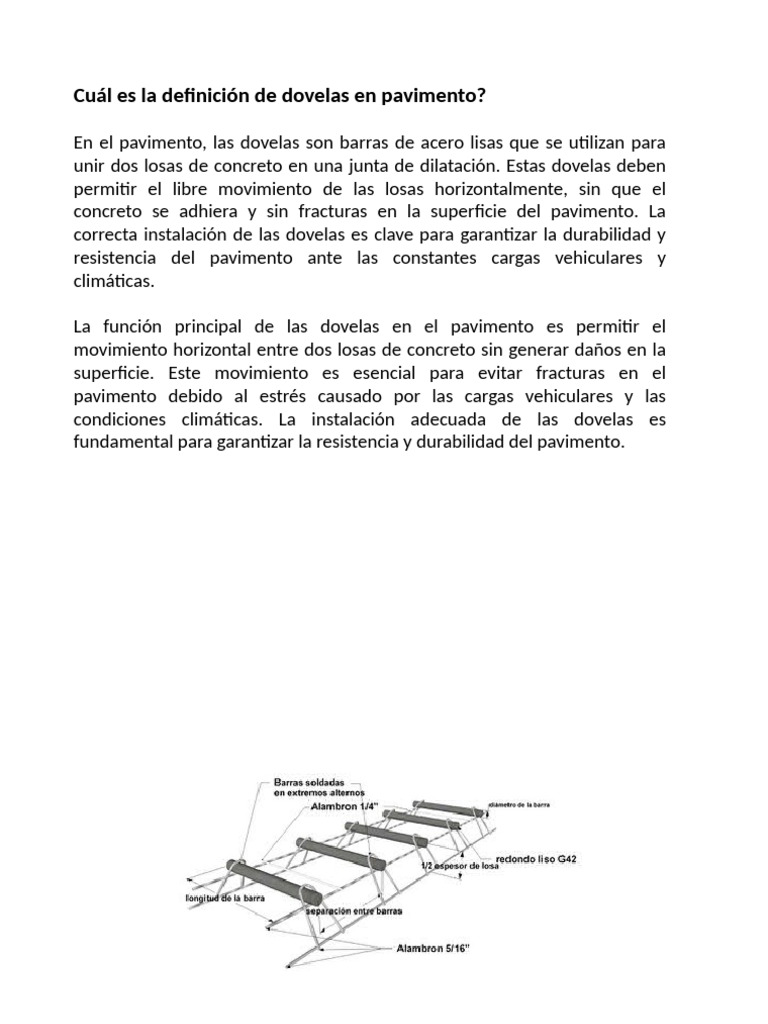 Dovelas en Pavimento: Definición y Función | PDF | Hormigón ...
