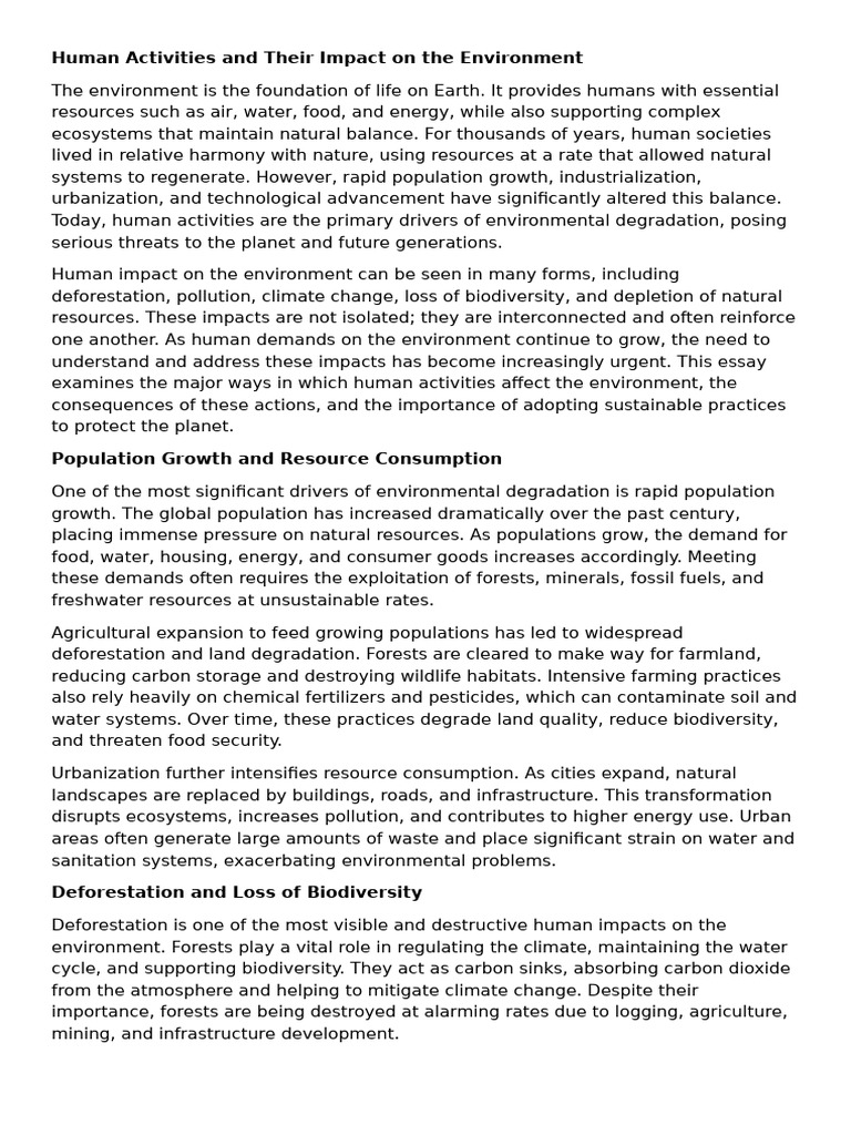Human Impact on the Environment Explained | PDF | Water Pollution ...