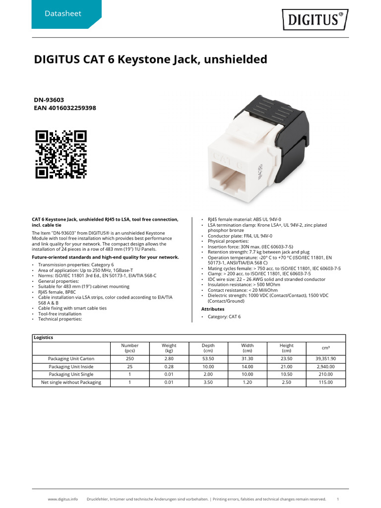 Art.9 - Digitus Cat.6 Module | PDF | Electrical Equipment | Electrical ...