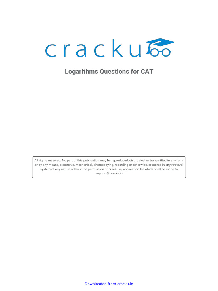 Logarithm Questions for CAT Exam Prep | PDF | Arithmetic | Mathematics