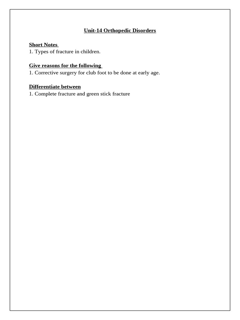 Unit-14 Orthopedic Disorders | PDF