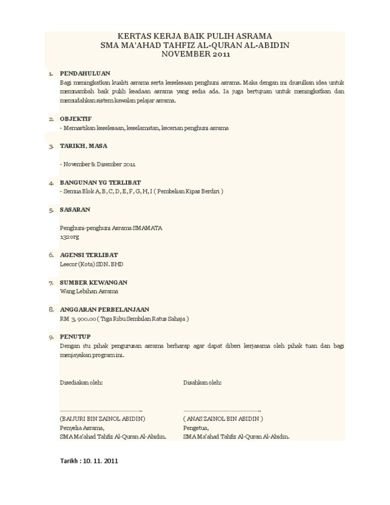 Kertas Kerja Bma | PDF