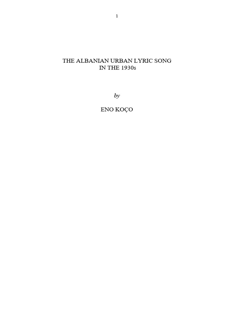 The Albanian Urban Lyric Song in The 1930s | PDF | Mode (Music) | Songs