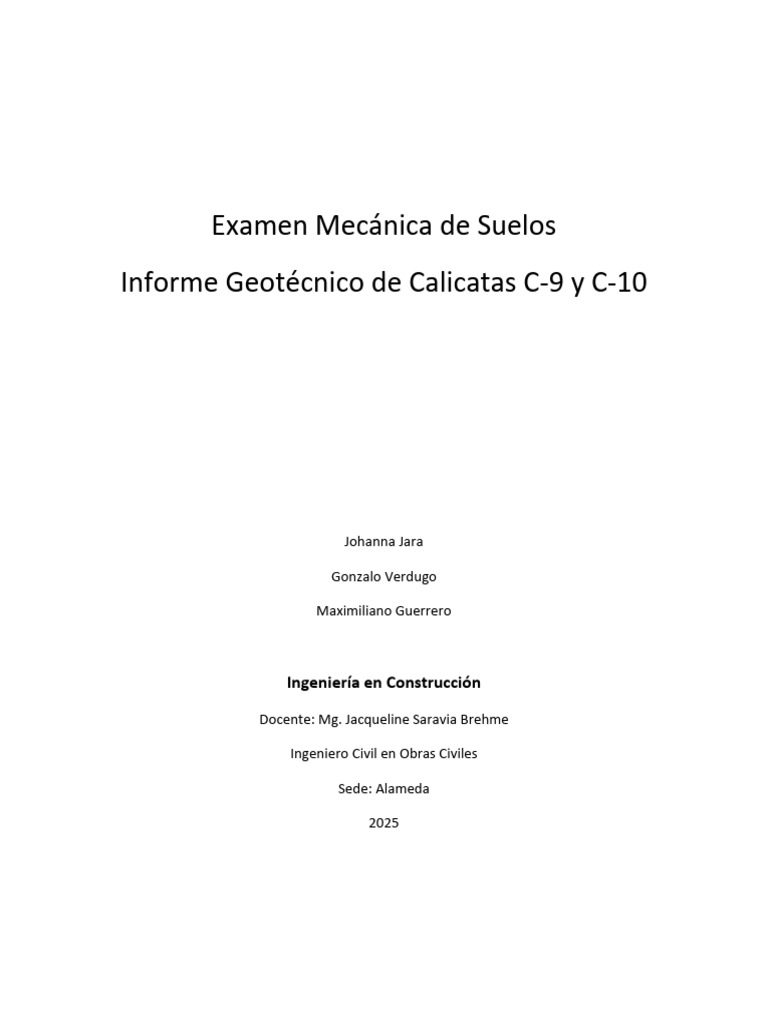 Informe Geotécnico de Calicatas C-9 y C-10 | PDF | Mecánica de suelos