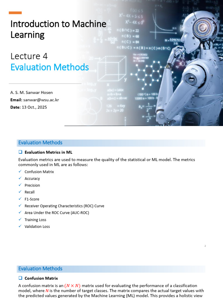 Machine Learning Evaluation Metrics Guide | PDF | Receiver Operating ...