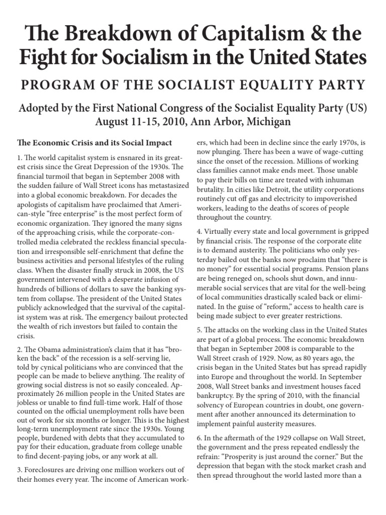The Breakdown of Capitalism & The Fight For Socialism in The United ...