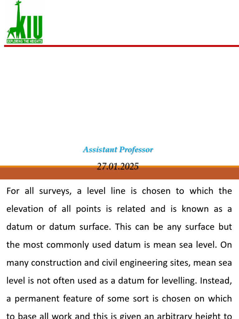 Lecture No 4. Datums and Bench Marks | PDF | Optics | Light