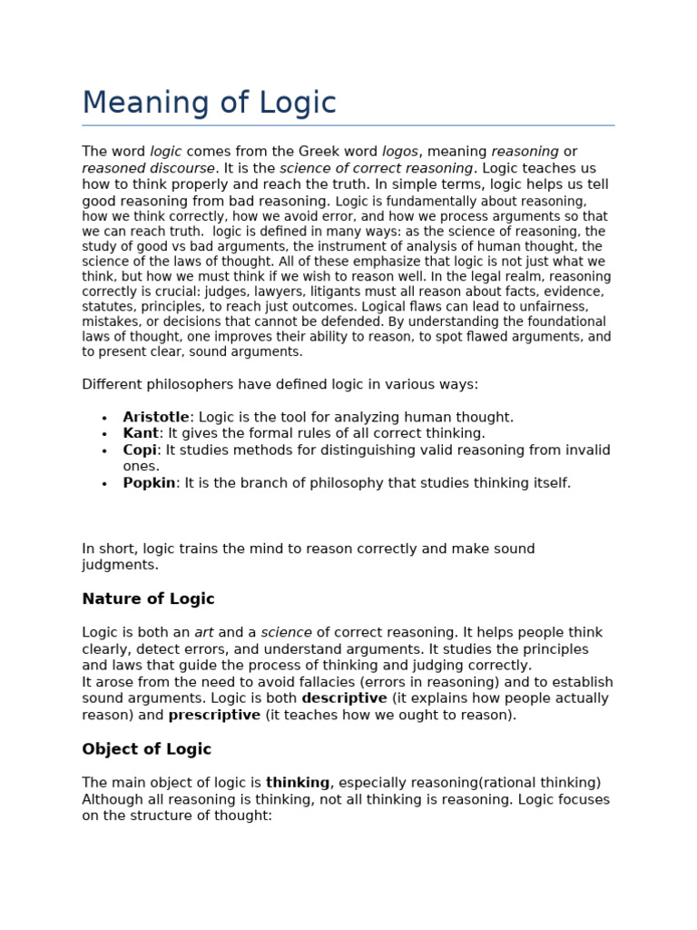 Meaning of Logic | PDF | Logic | Semantics