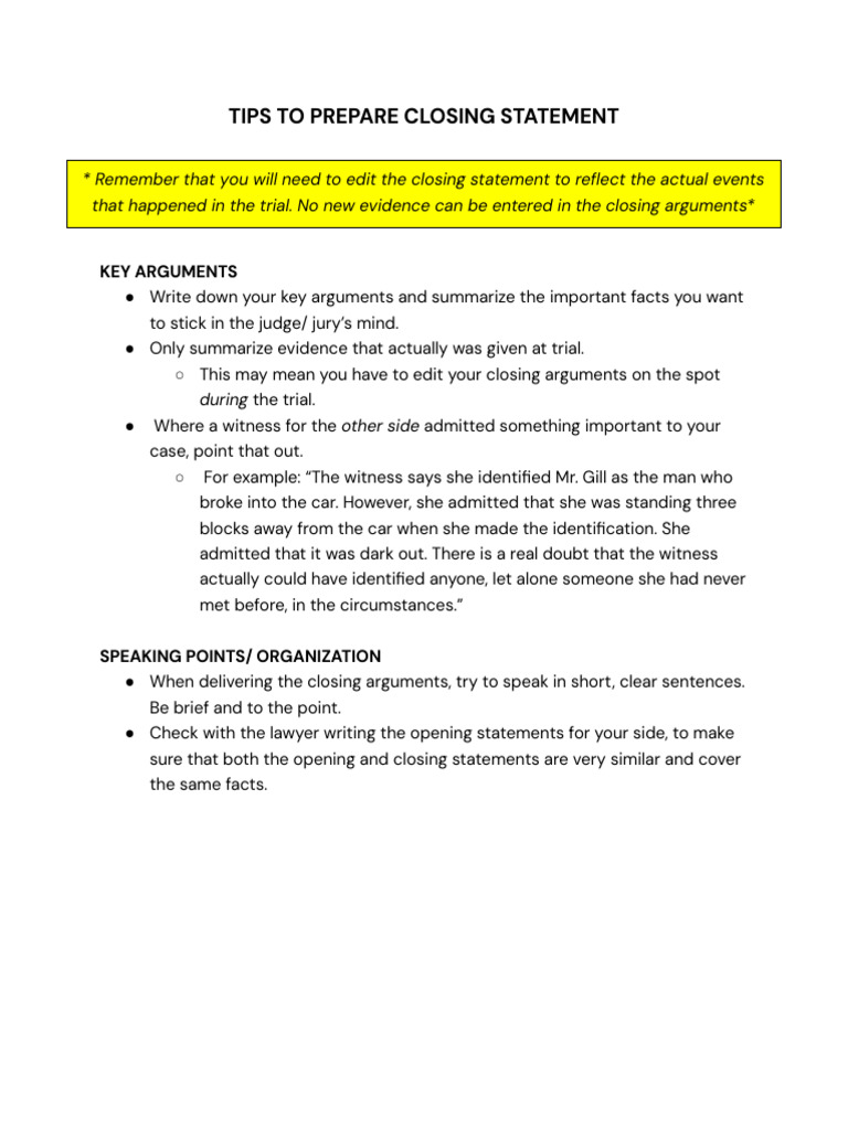2e. Sample Crown & Defence Closing Statement PDF | PDF | Witness ...