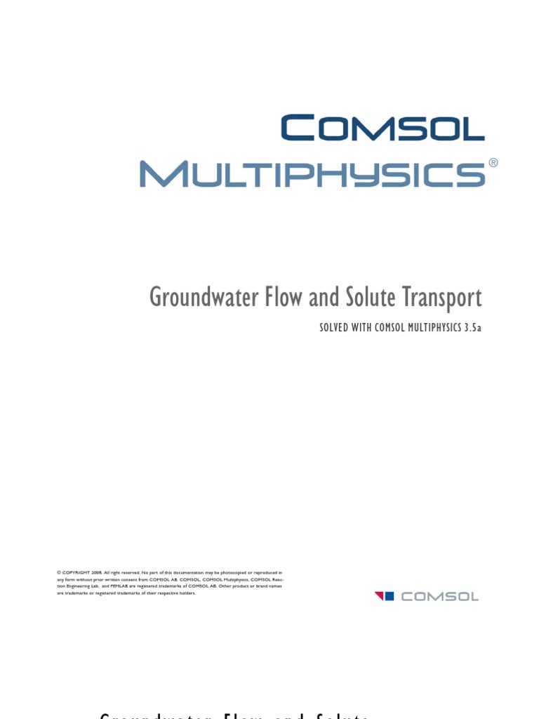 Groundwater Flow and Solute Transport: Solved With Comsol Multiphysics ...