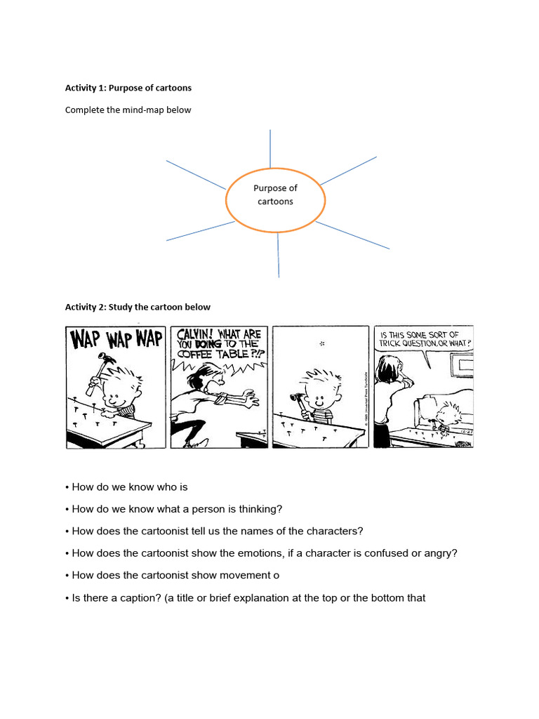 GR 8 ENG HL - Visual Literacy - Cartoon Strip | PDF | Cartoon | Cartooning