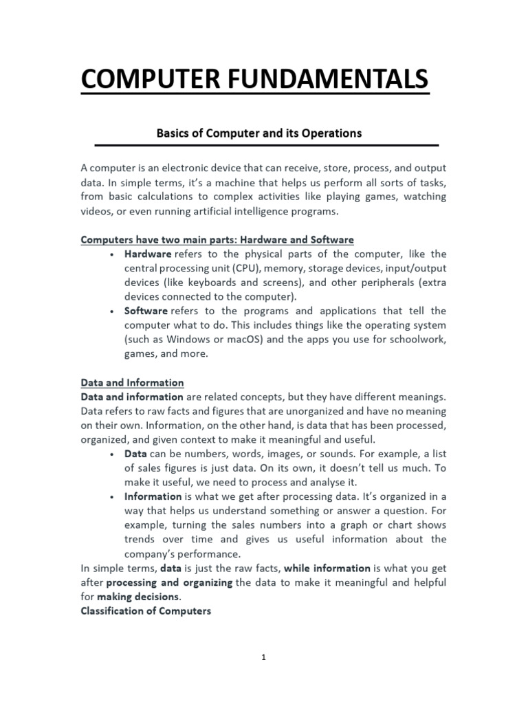 Computer Fundamentals PDF | PDF | Computer Data Storage | Operating System