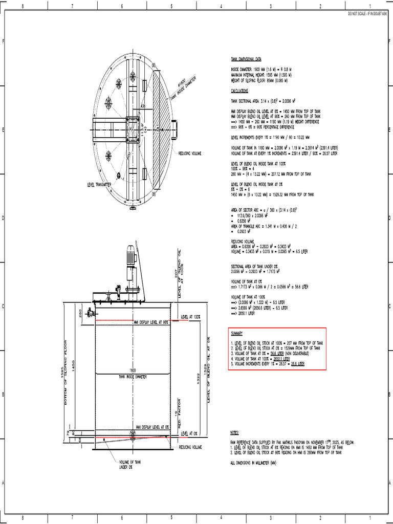 Conversion of Percentage To Volume On Bengalon Fuel Oil Blend Tank | PDF