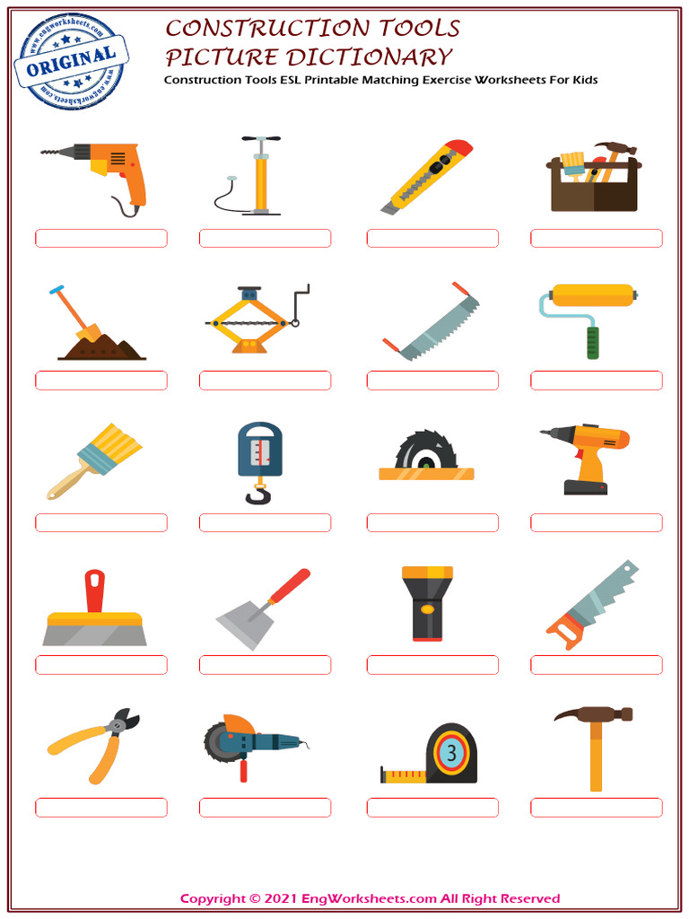 Construction Tools ESL Worksheets | PDF