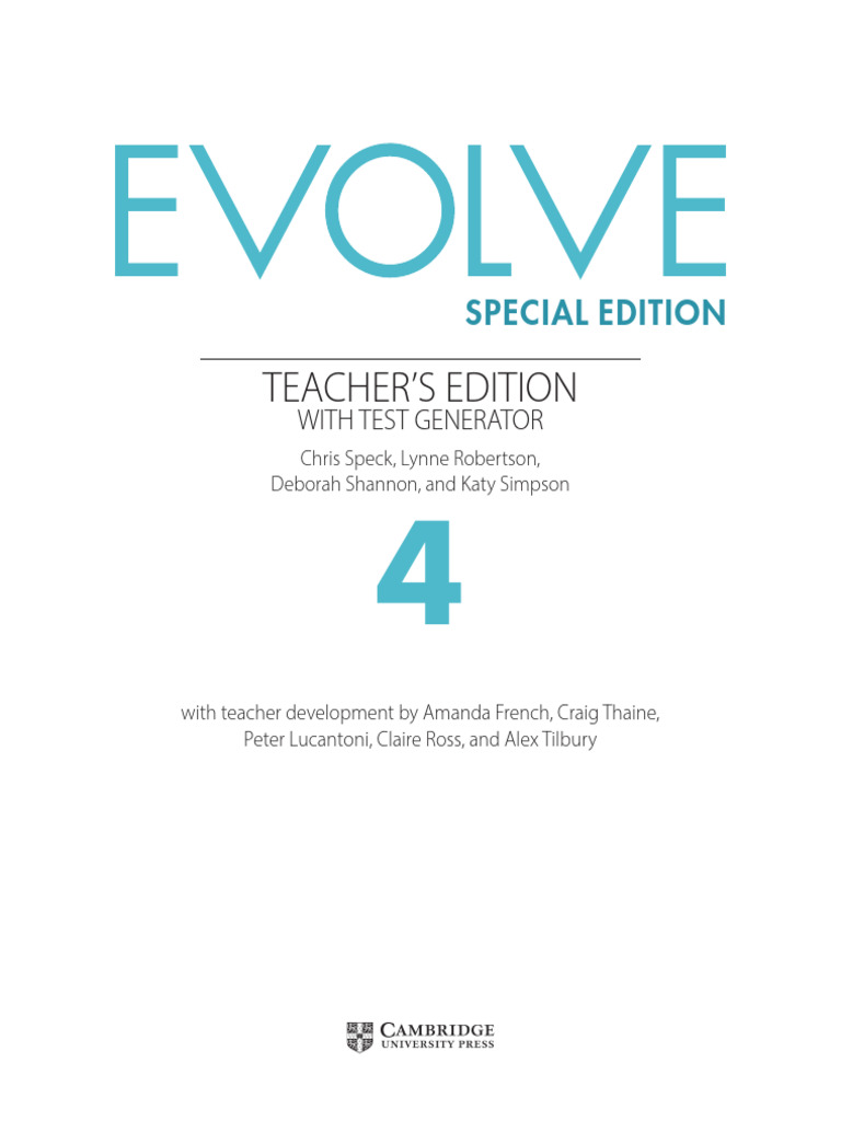 Sample 227608 EVOLVE Special Edition Level 4 Teachers Edition | PDF ...