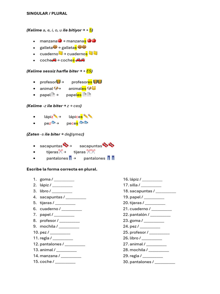 Reglas del Plural en Español | PDF