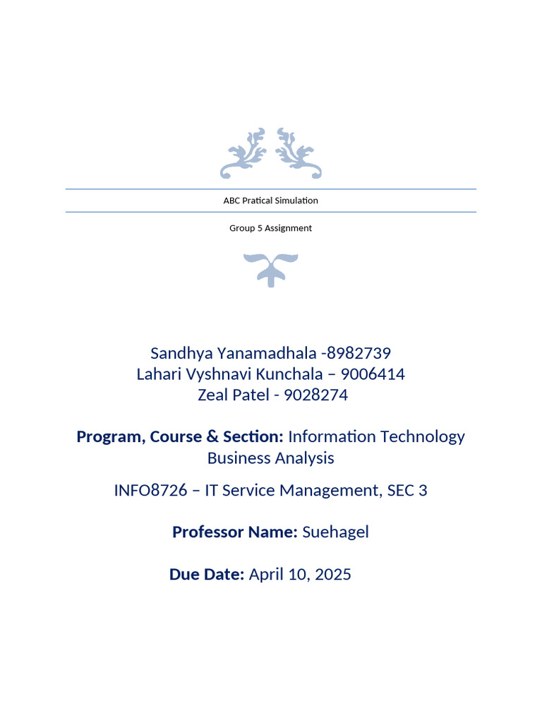 8726 - ABC- Group 5 Assignment[1] | PDF | Goal | Leadership