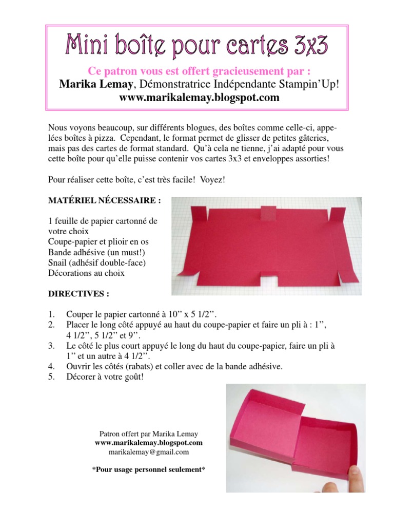 Patron Boîte 3x3 Cadeau Blogue | Télécharger gratuitement PDF | Papier ...