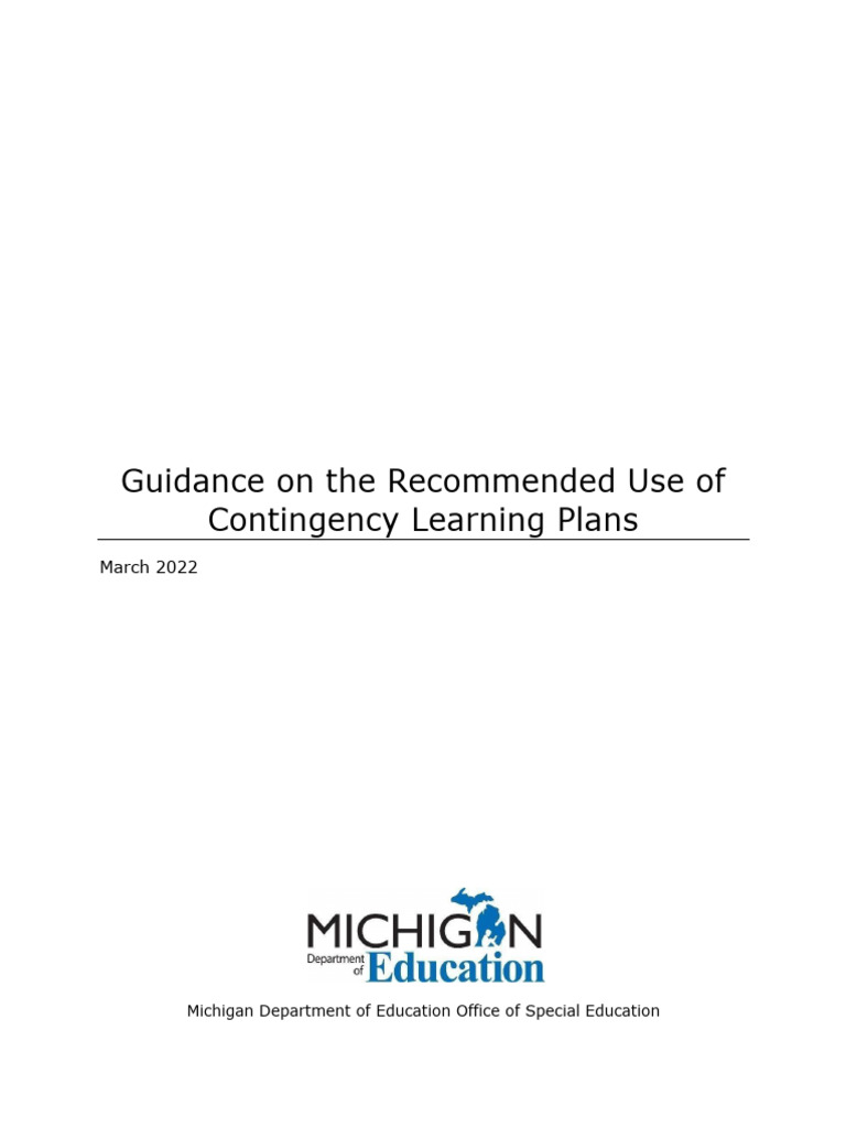 Guidance RecommendedUse ContingencyLearningPlans | PDF | Individualized ...