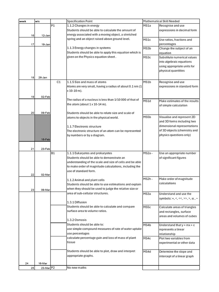 Maths in Science Learning Journey Year 9 | PDF | Atoms | Equations