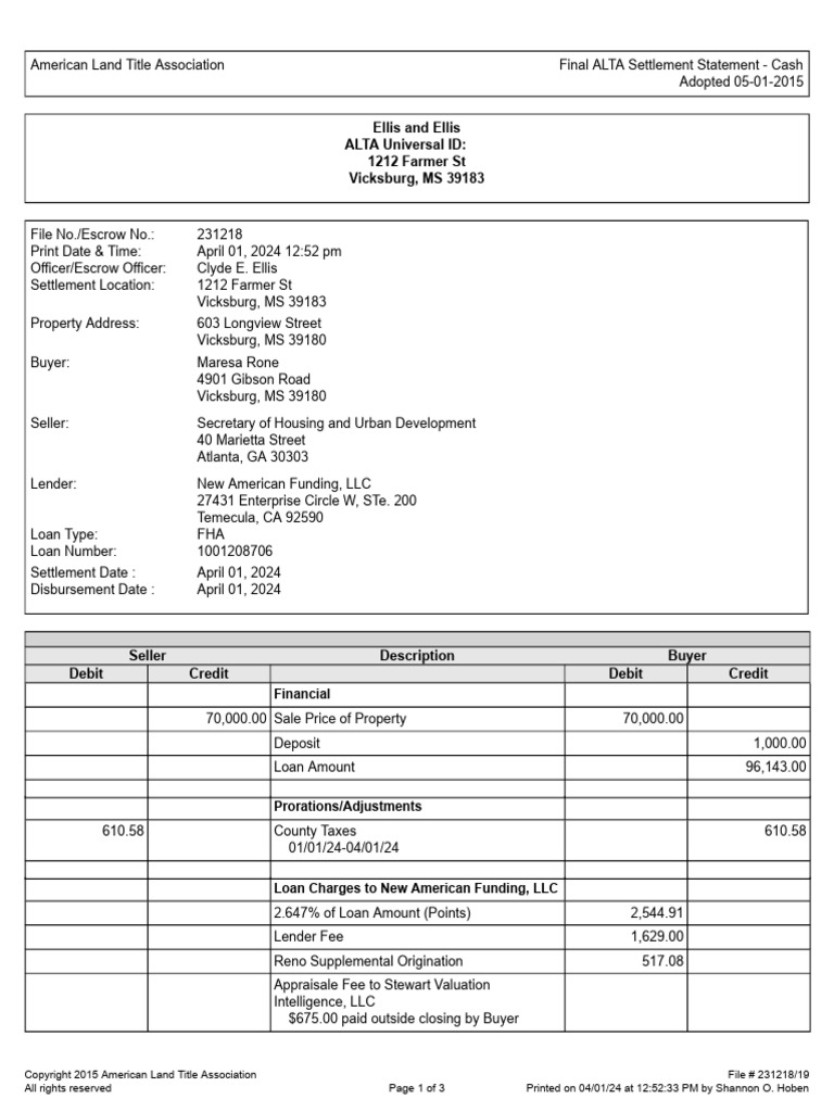 Settlement Statement | PDF | Title Insurance | Insurance