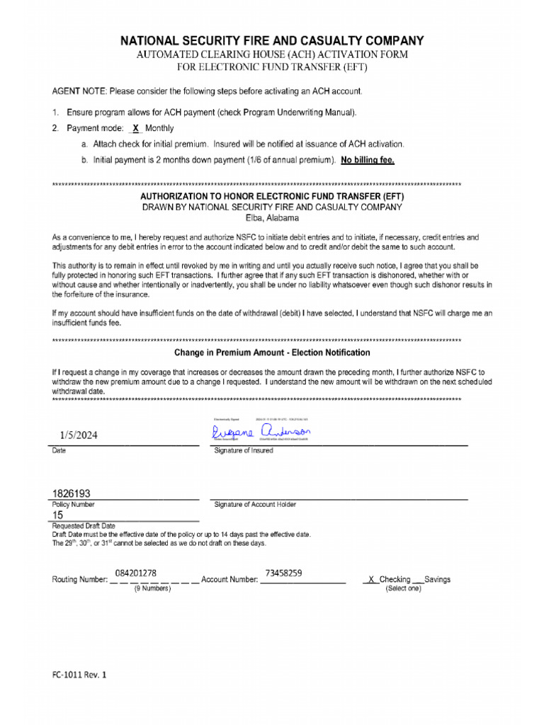 Eugene Anderson National Security Application ACH Form | PDF
