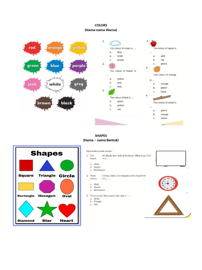 Materi Big Kelas 1 Colors & Shapes | PDF