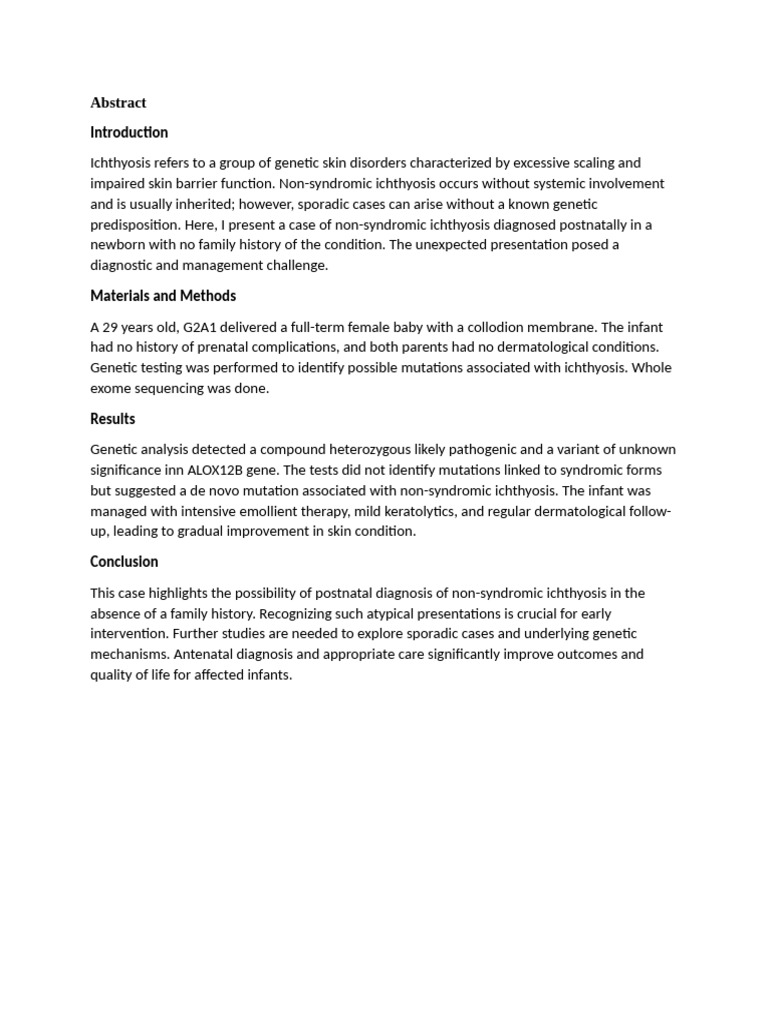 Abstract For Collodion Baby | PDF