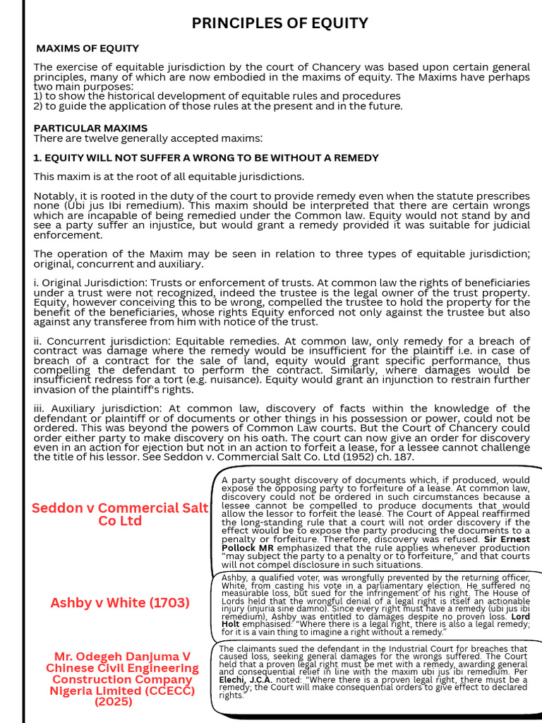 Maxims of Equity Note - 20251117 - 133158 - 0000 | PDF | Concurrent ...