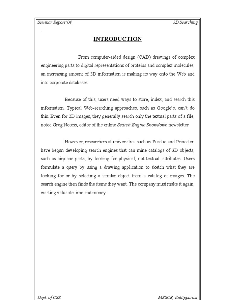 Seminar Report'04 3D Searching | PDF | 3 D Modeling | Search Engine ...