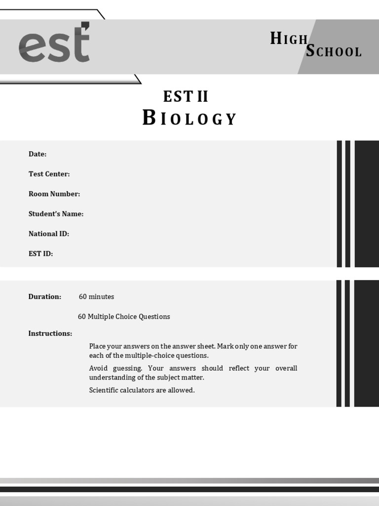 EST 2 HS Biology Sample | PDF | Dominance (Genetics) | Nucleotides