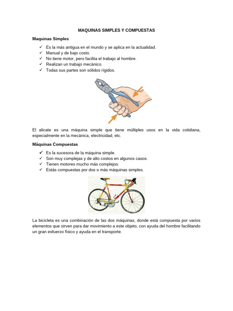 Maquinas Simples y Compuestas Explicadas | PDF