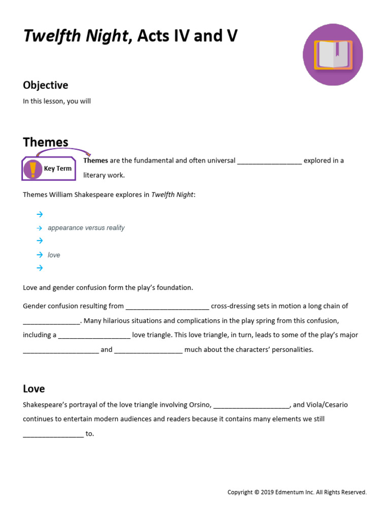 Twelfth Night: Themes of Love & Identity | PDF | Twelfth Night