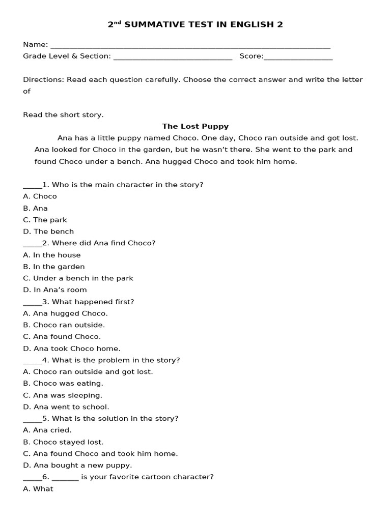 Q2-2nd-Summative-Test-In-English-2-Week 3-4 | PDF | Linguistics