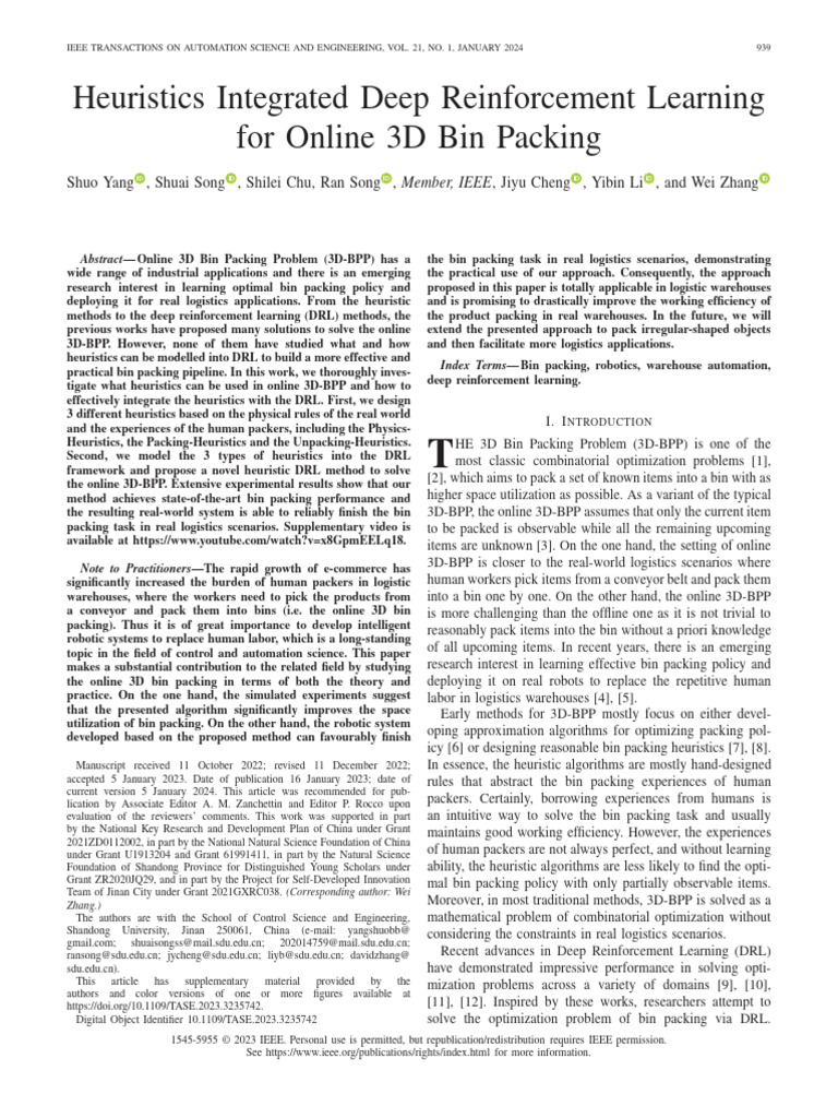 Heuristics Integrated Deep Reinforcement Learning for Online 3D Bin ...