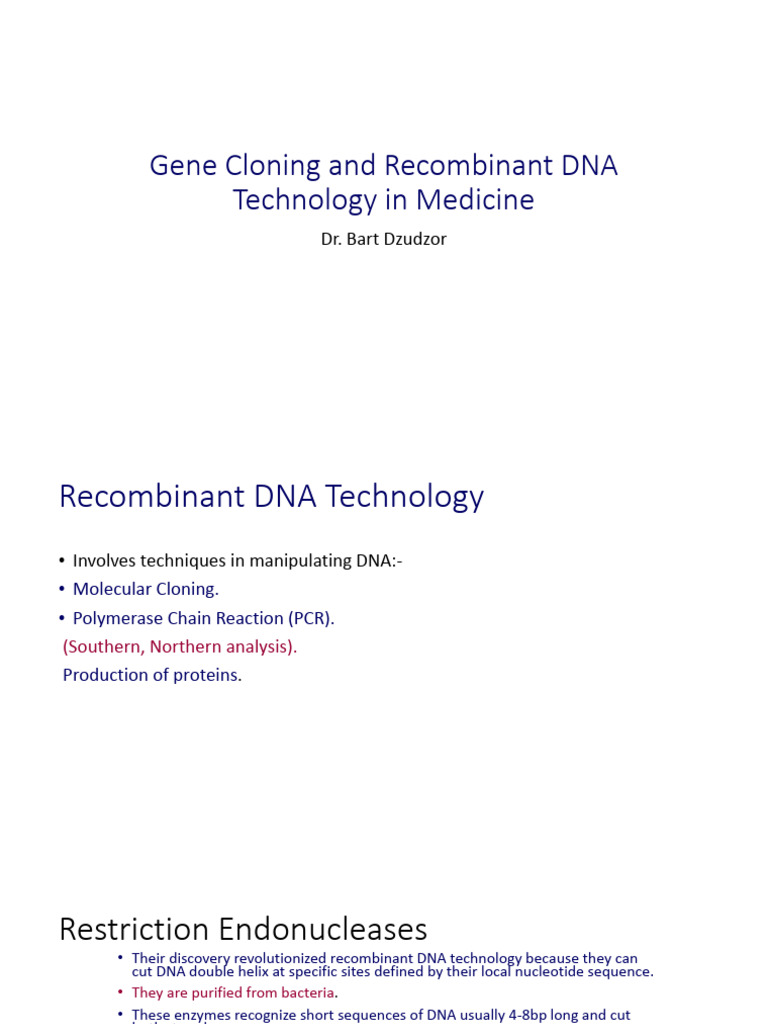 Gene Cloning & Recombinant DNA in Medicine | PDF | Molecular Cloning ...