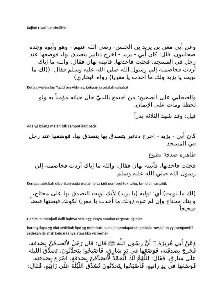 Ikhlas Hadits Ma'An | PDF